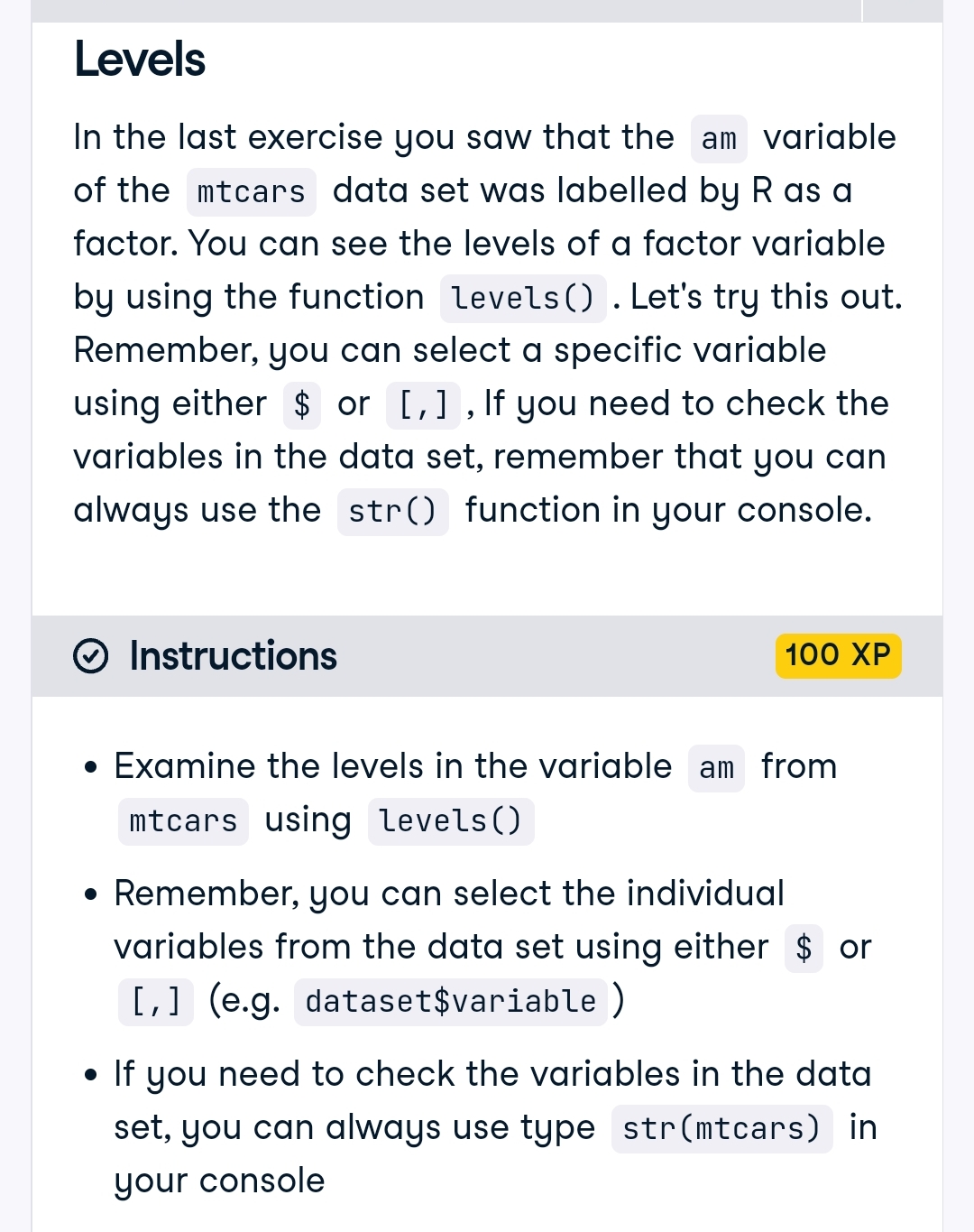 [Solved]: Levels In the last exercise you saw that the am va