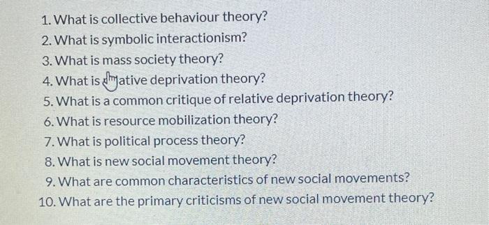 1. What is collective behaviour theory? 2. What is | Chegg.com