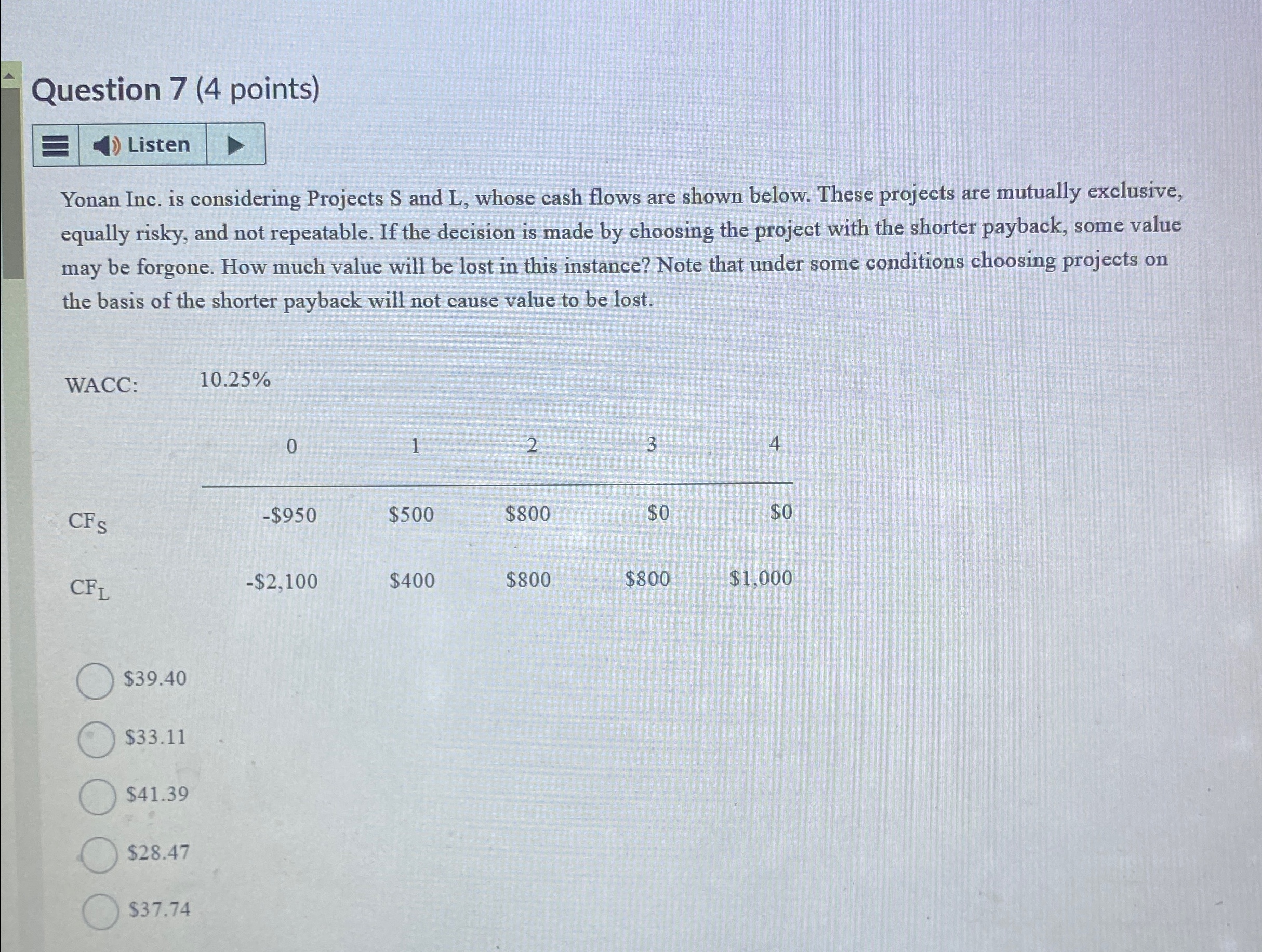 Solved Question 7 (4 ﻿points)Yonan Inc. is considering | Chegg.com