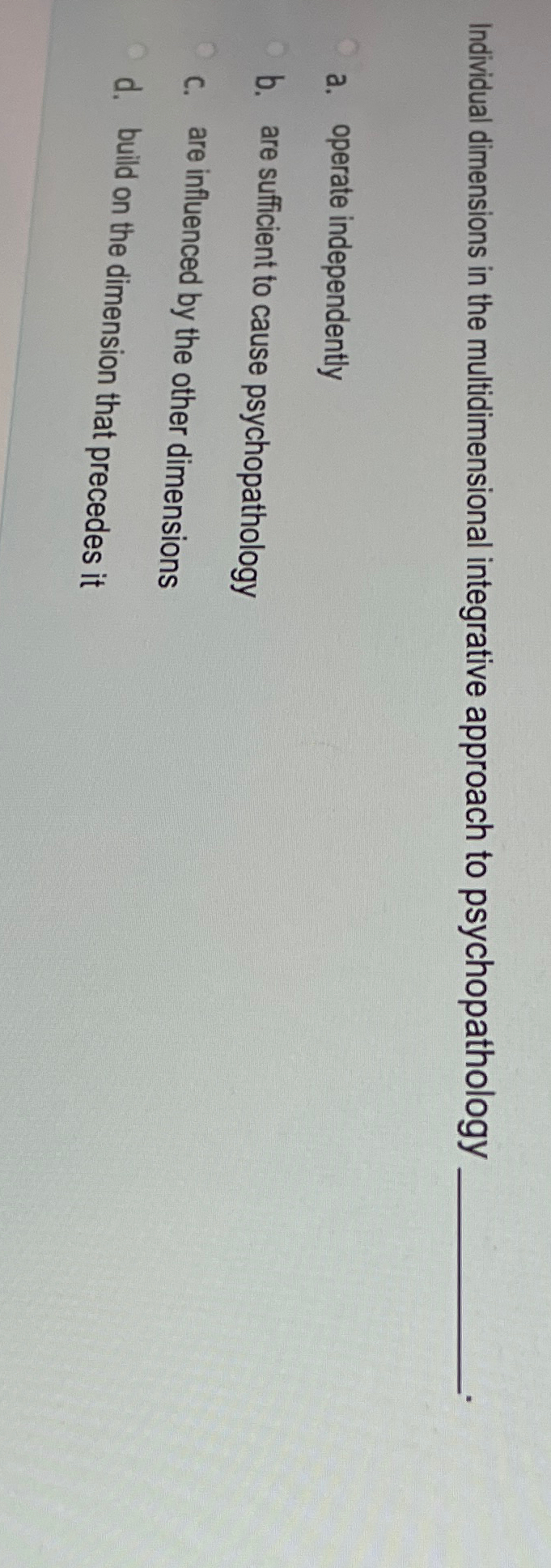 Solved Individual dimensions in the multidimensional | Chegg.com