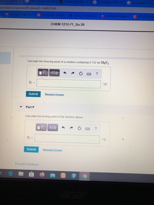 Solved calculate the freezing point and boiling point in | Chegg.com