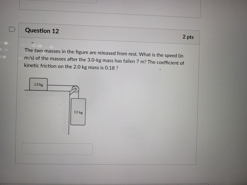 Solved Question 12 2 pts The two masses in the figure are | Chegg.com