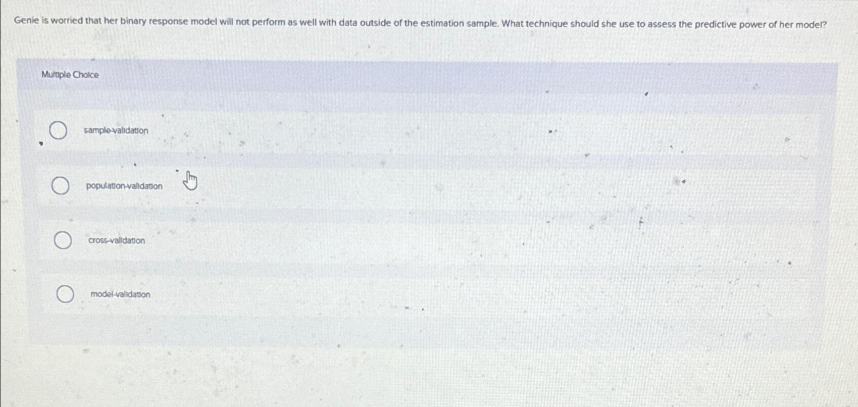 Solved Genie is worried that her binary response model will | Chegg.com