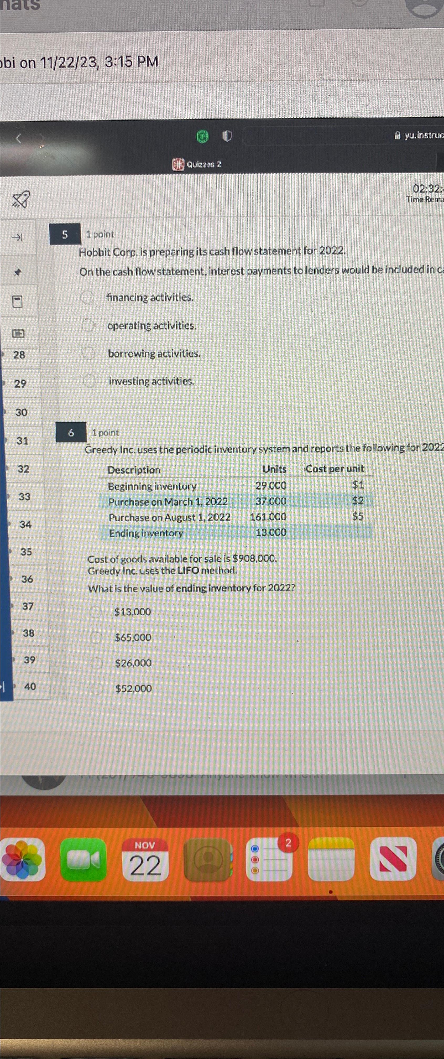 Solved bi on 1122?23,3:15 ﻿PMyu.instruc5 1 ﻿pointHobbit | Chegg.com