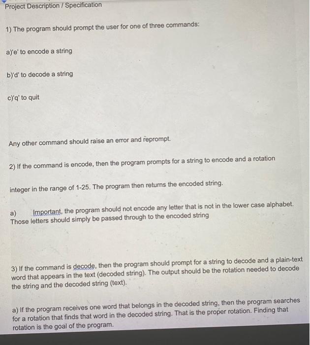 Solved Project 1 Caesar Cipher Assignment Overview In This 