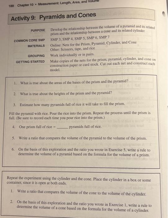 Solved Fill the pyramid with rice. Pour the rice into the | Chegg.com