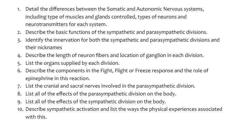 Solved 1. Detail the differences between the Somatic and | Chegg.com