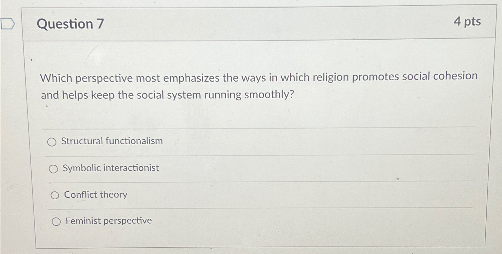 Solved Question 74 ﻿ptsWhich perspective most emphasizes the | Chegg.com