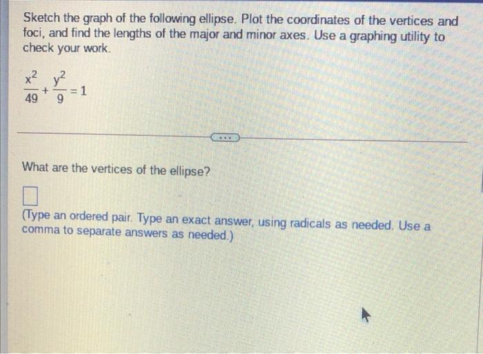 Solved Sketch the graph of the following ellipse. Plot the | Chegg.com