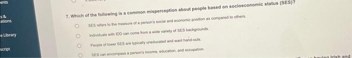 7. Which of the following is a common misperception | Chegg.com