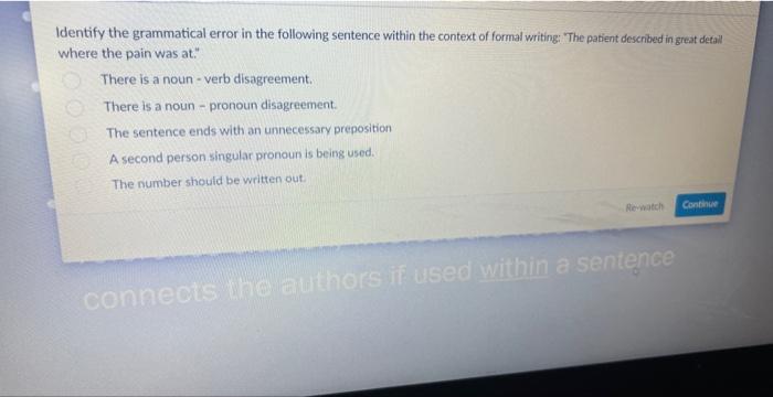 Solved Identify the grammatical error in the following | Chegg.com