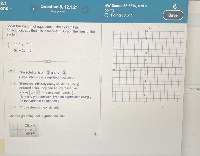 Solved Solve the system of equations. If the system has no | Chegg.com