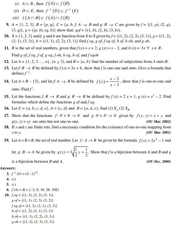 Solved 1. Define the terms: (i) Function (ii) One-one | Chegg.com