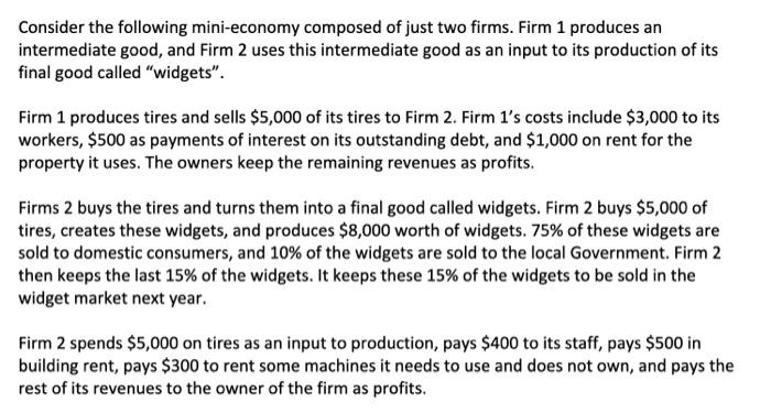 Solved Consider the following mini-economy composed of just | Chegg.com