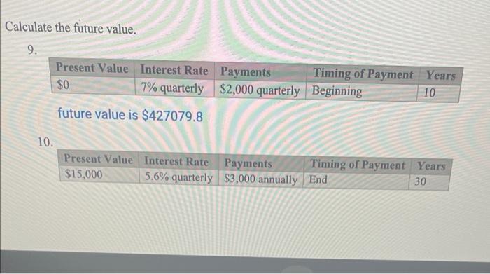 Solved Calculate the future value. 9. future value is | Chegg.com