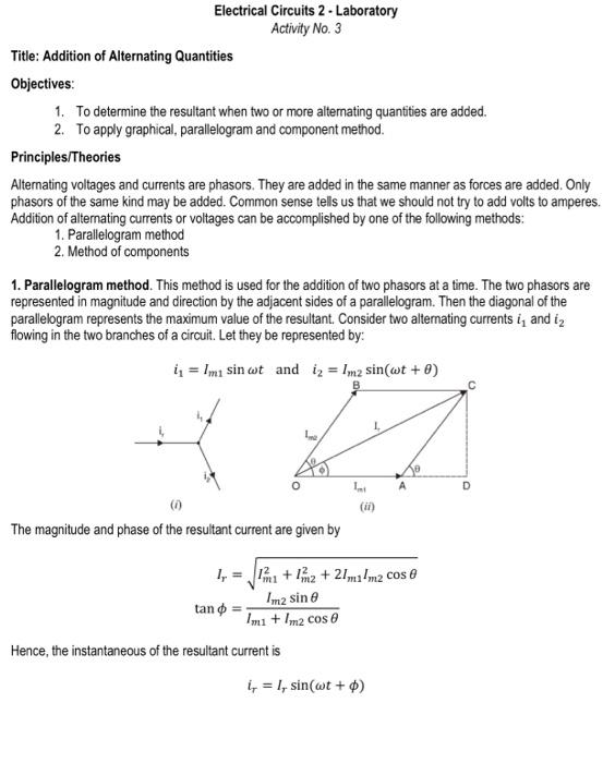 Solved Electrical Circuits 2. Laboratory Activity No. 3 | Chegg.com