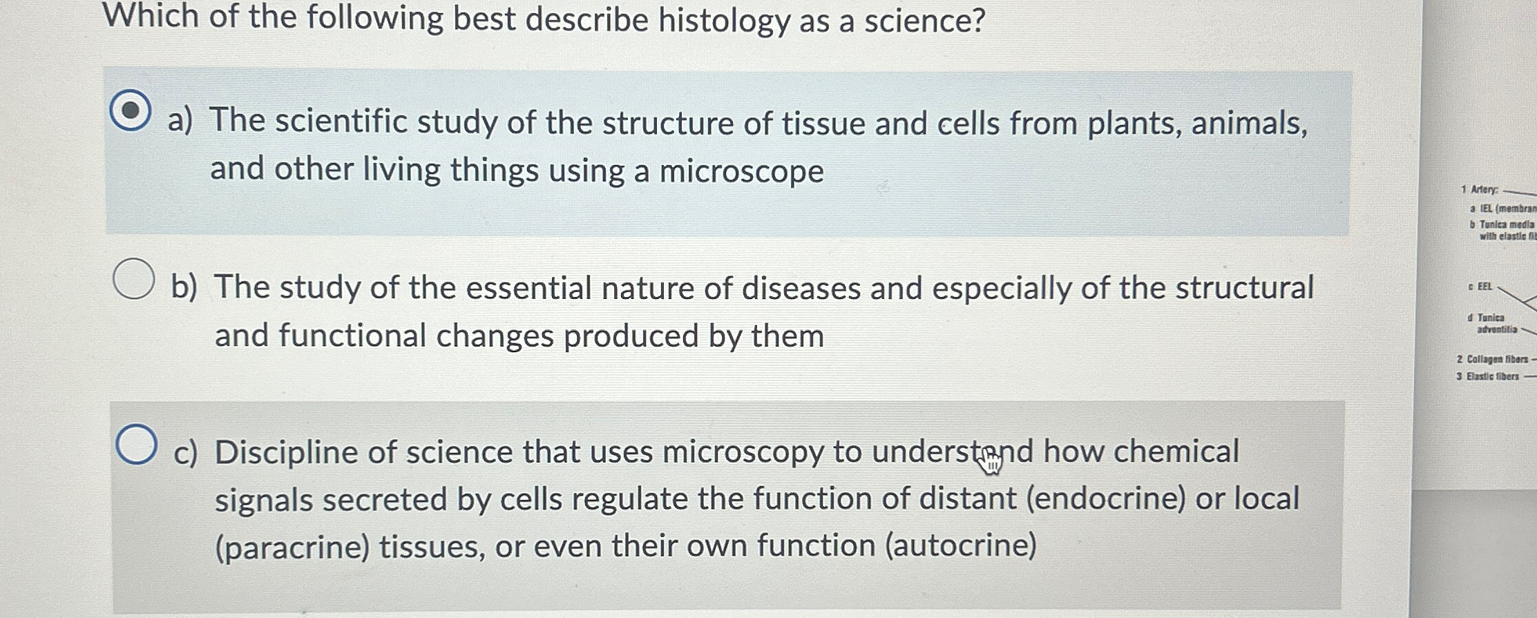 Solved Which of the following best describe histology as a | Chegg.com