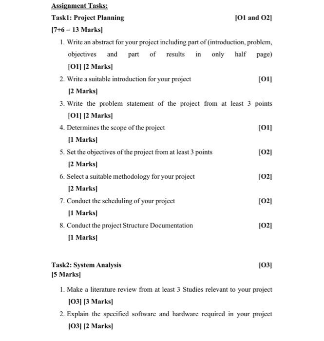 Assignment Tasks: Taskl: Project Planning [01 and 021 | Chegg.com