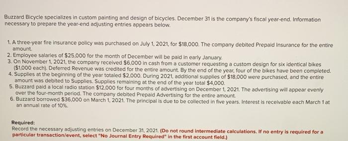 Solved Buzzard Bicycle specializes in custom painting and | Chegg.com