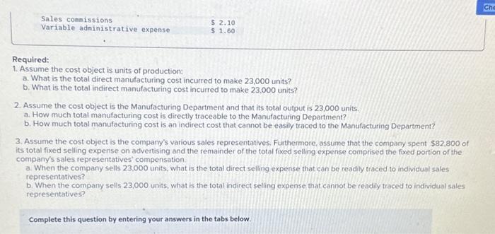 Required: 1. Assume the cost object is units of | Chegg.com
