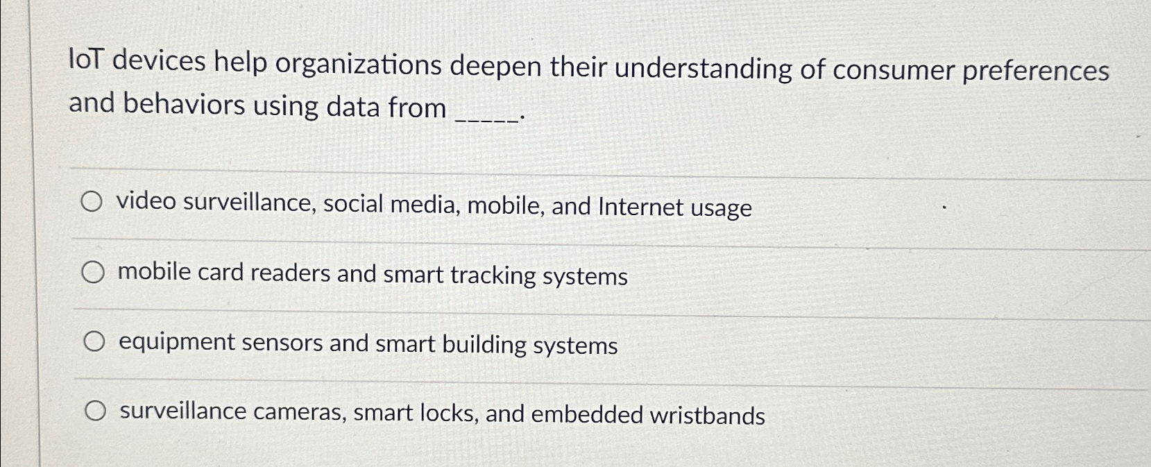 Solved IoT devices help organizations deepen their | Chegg.com