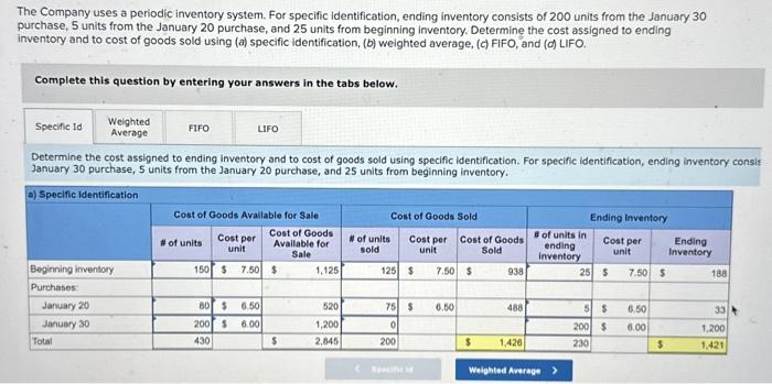 Solved he Company uses a periodic inventory system. For | Chegg.com