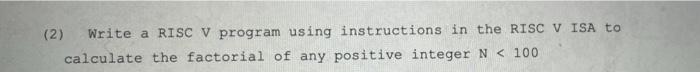Solved (2) Write a RISC V program using instructions in the | Chegg.com