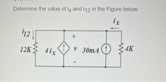 [Solved]: Determine the value of ix and i12 in the Figure b