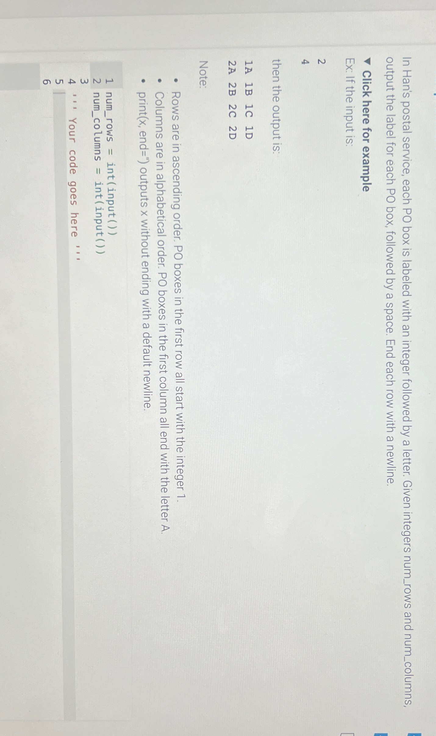 Solved In Han's postal service, each PO box is labeled with | Chegg.com