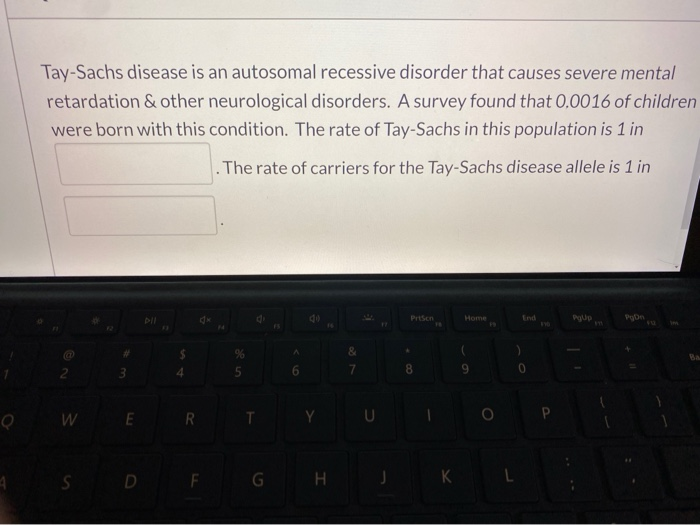 Solved Tay-Sachs disease is an autosomal recessive disorder | Chegg.com