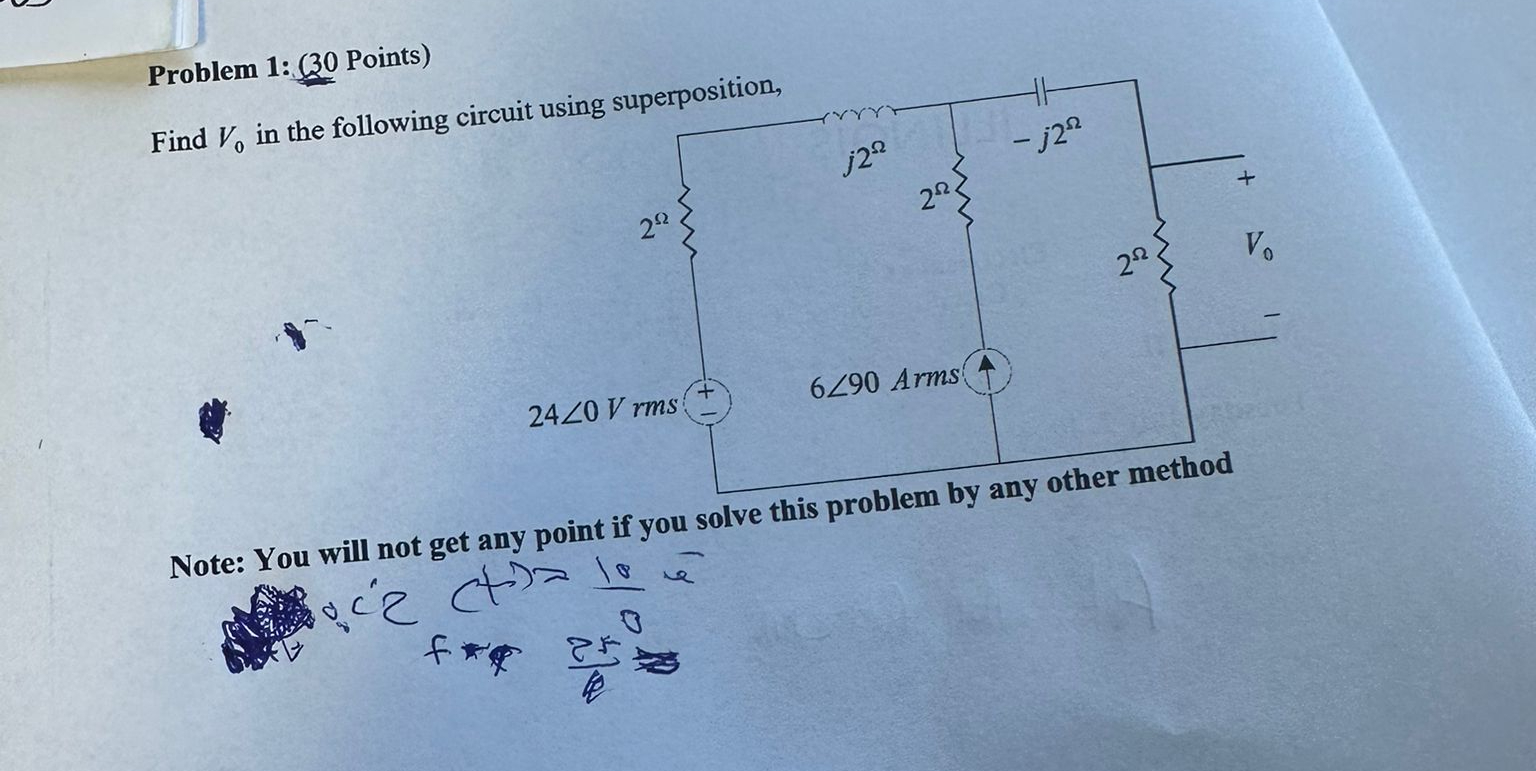 Solved Problem 1: 30 ﻿Points)Find V0 ﻿in the following | Chegg.com