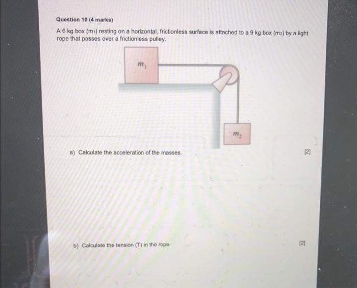 Solved A 6 kg box (m1) resting on a horizontal, frictionless | Chegg.com