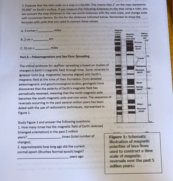 Solved 2. Suppose that the ratio scale on a map is 1:50,000. | Chegg.com