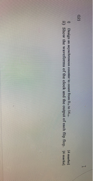 Solved I Q2) 1) Design an asynchronous counter to count from | Chegg.com