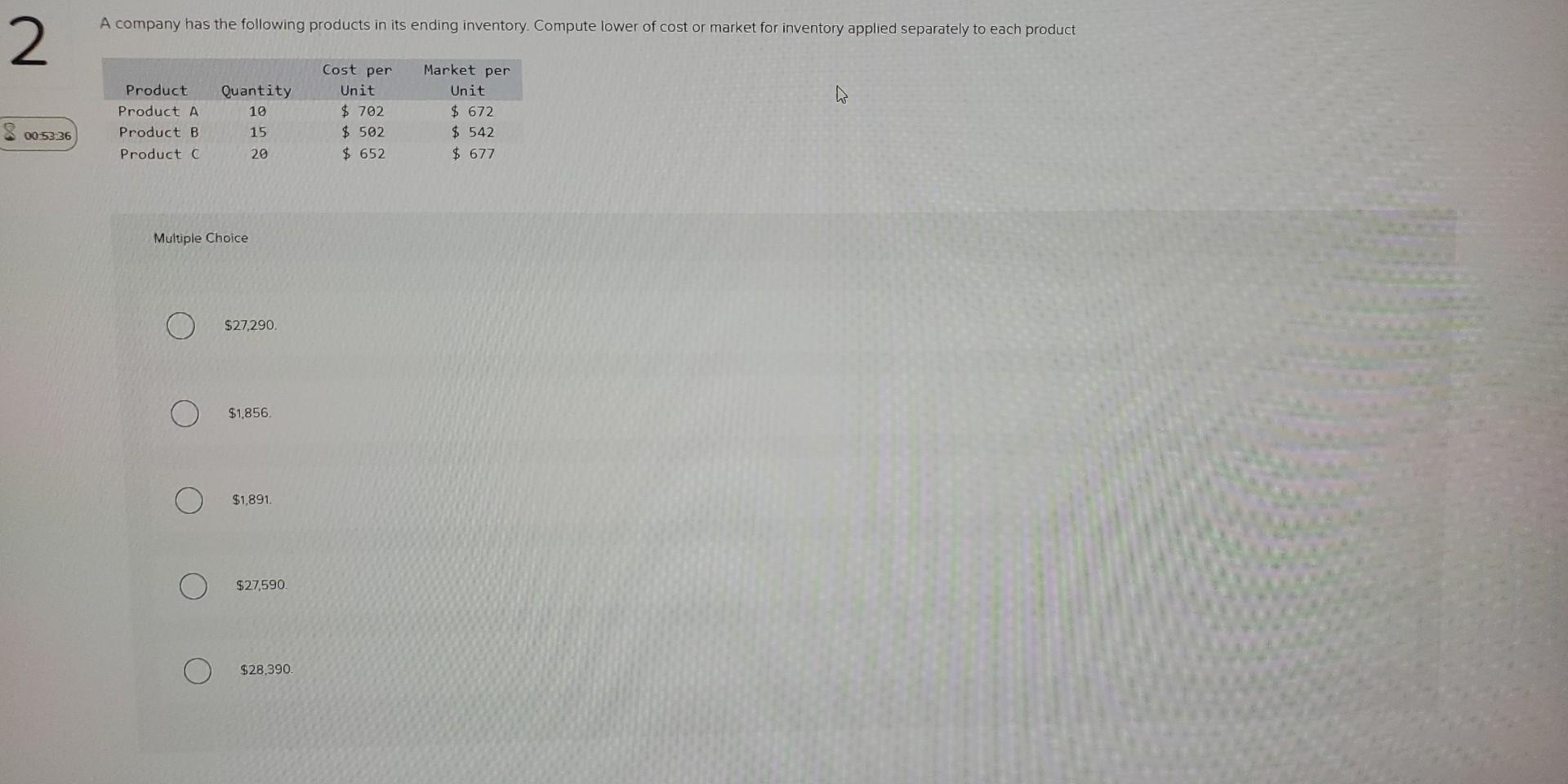 Solved Multiple Choice $27,290. $1,856. $1,891 $27,590 | Chegg.com