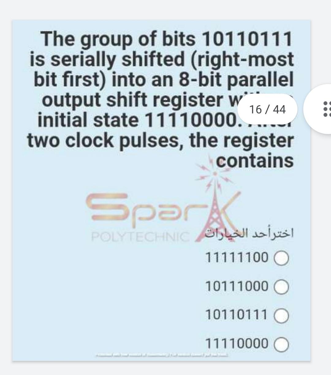 Solved The group of bits 10110111 is serially shifted | Chegg.com