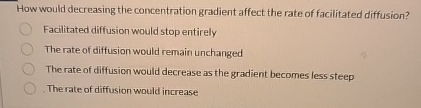 How would decreasing the concentration gradient | Chegg.com