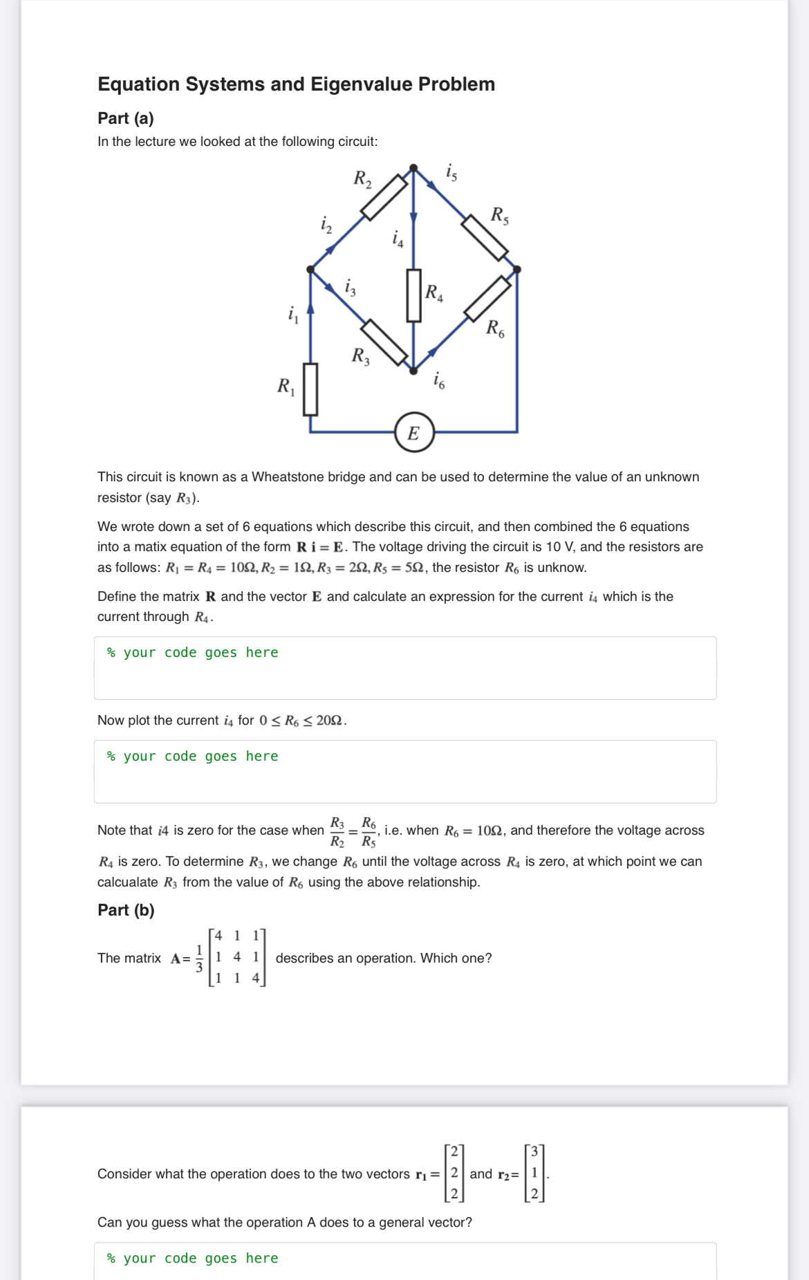 Solved Equation Systems and Eigenvalue ProblemPart (a)In the | Chegg.com