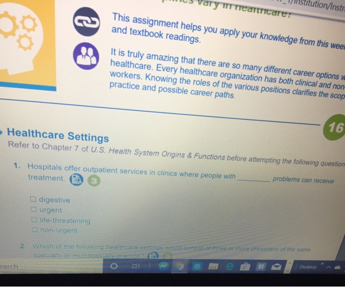 Solved hospitals offer services in clinics where people | Chegg.com