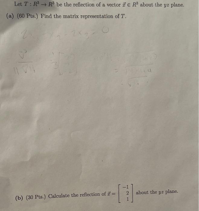 Solved Let T:R3→R3 be the reflection of a vector x∈R3 about | Chegg.com