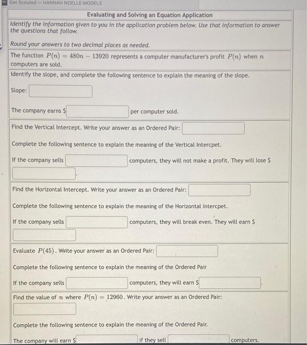 Solved Evaluating and Solving an Equation Application | Chegg.com