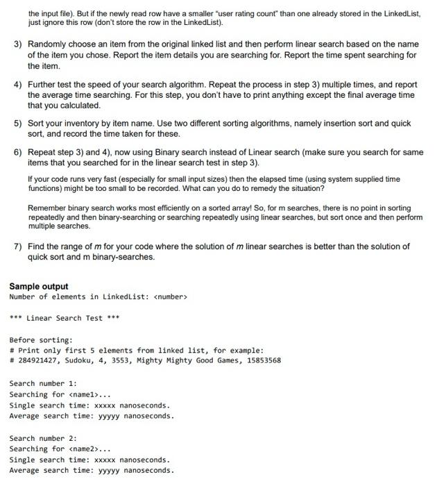 Solved Problem Specification Linear and binary searches are | Chegg.com