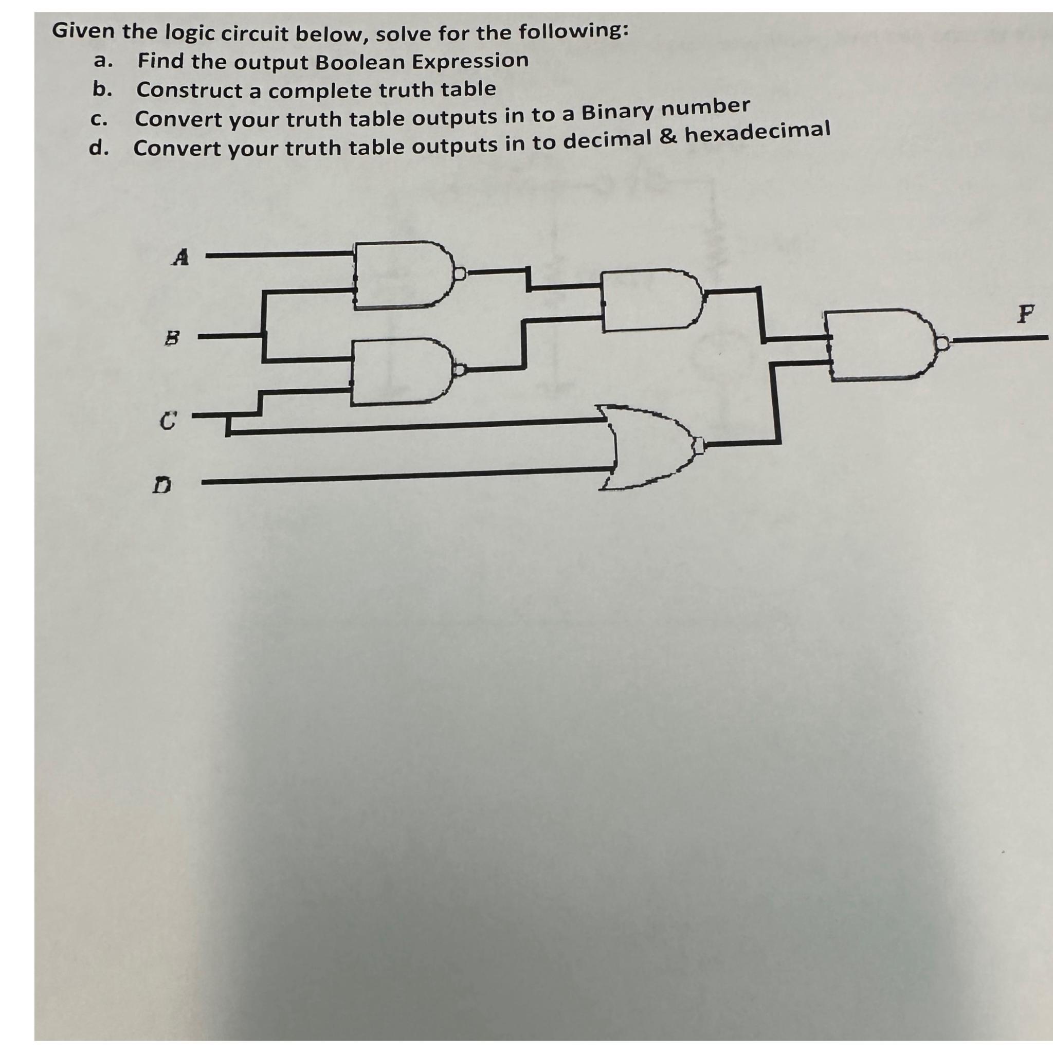 Solved Given the logic circuit below, solve for the | Chegg.com