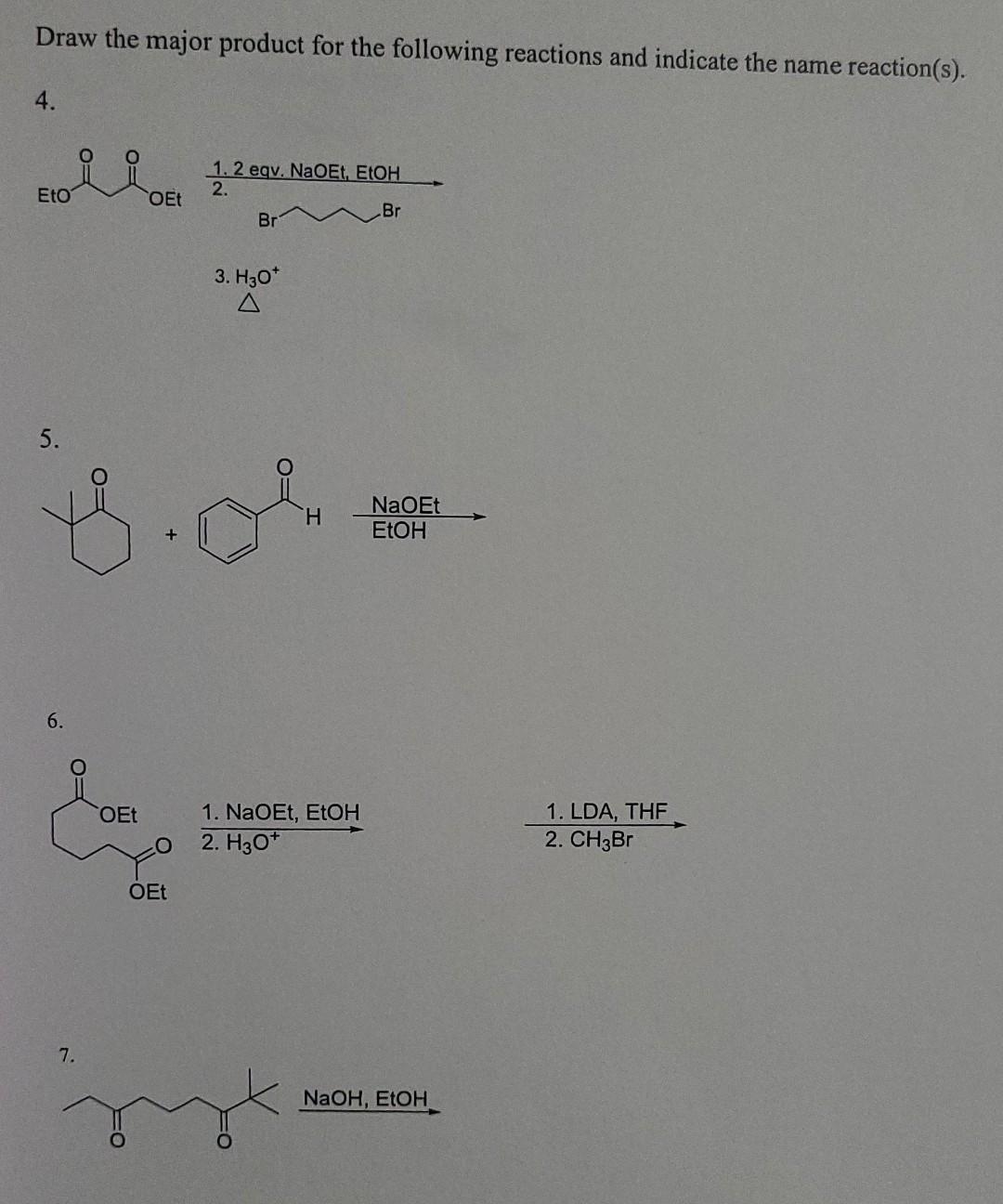 Solved Draw the major product for the following reactions | Chegg.com