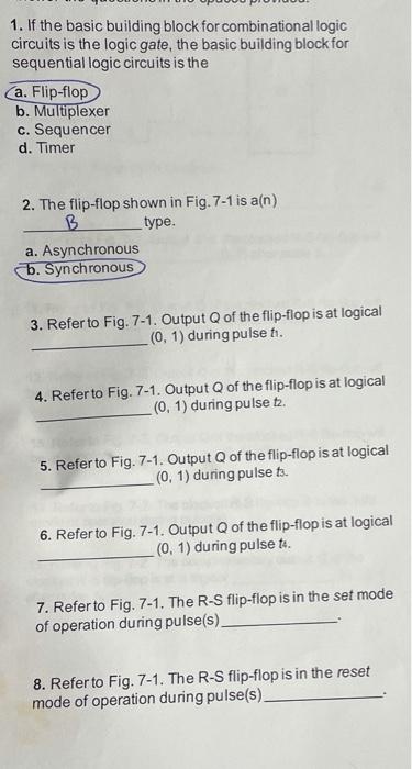 Solved 1. If the basic building block for combinational | Chegg.com