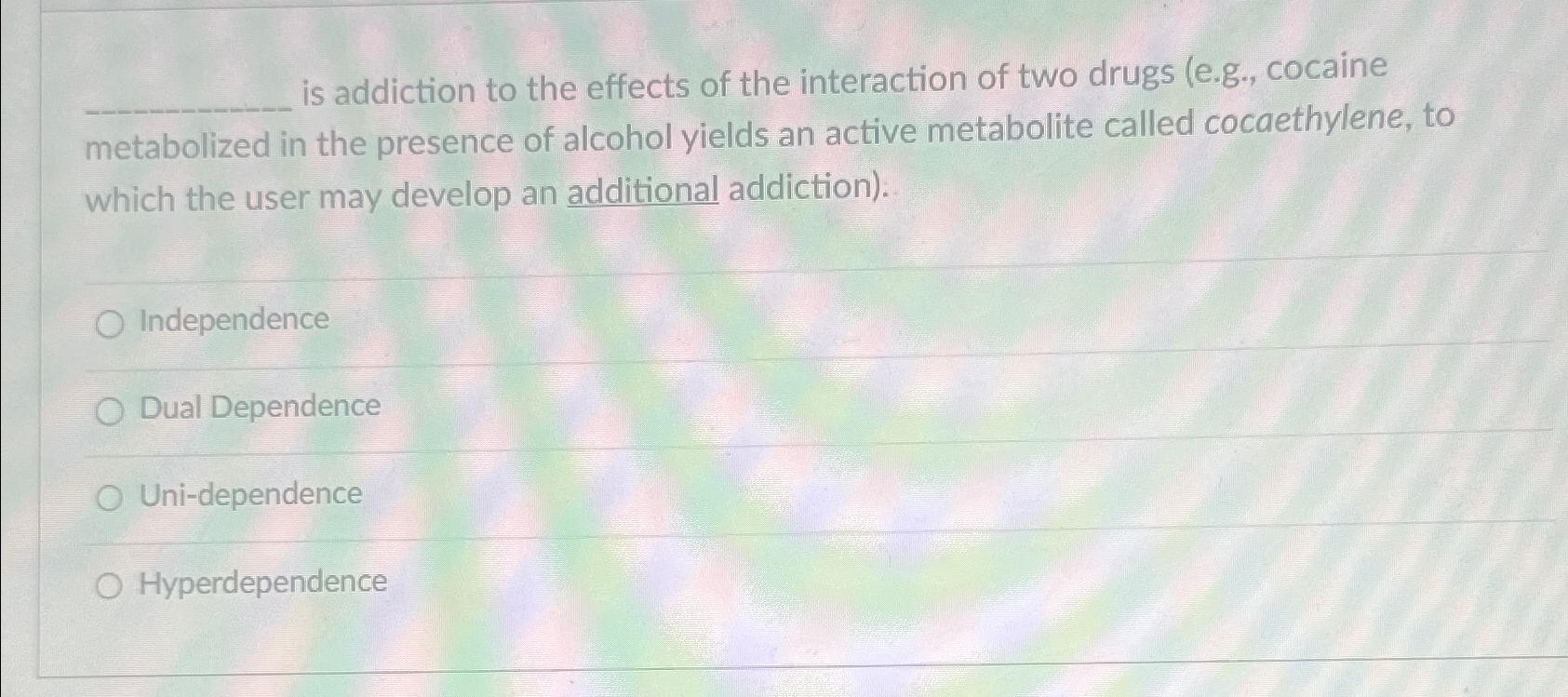 Solved is addiction to the effects of the interaction of two | Chegg.com