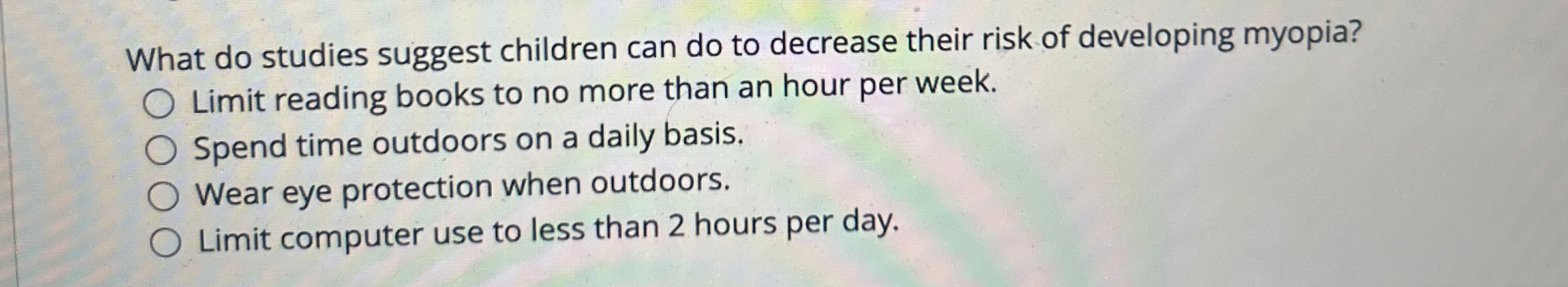 Solved What do studies suggest children can do to decrease | Chegg.com