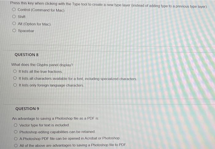 Solved Press this key when clicking with the Type tool to | Chegg.com