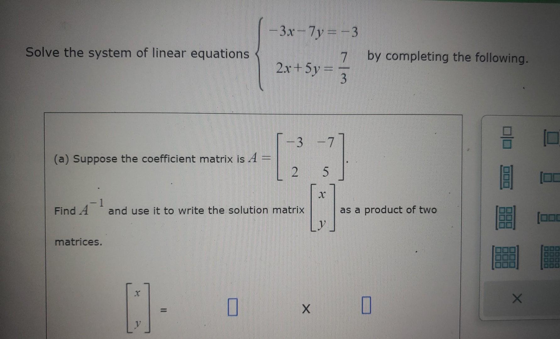 Solved olve the system of linear equations | Chegg.com