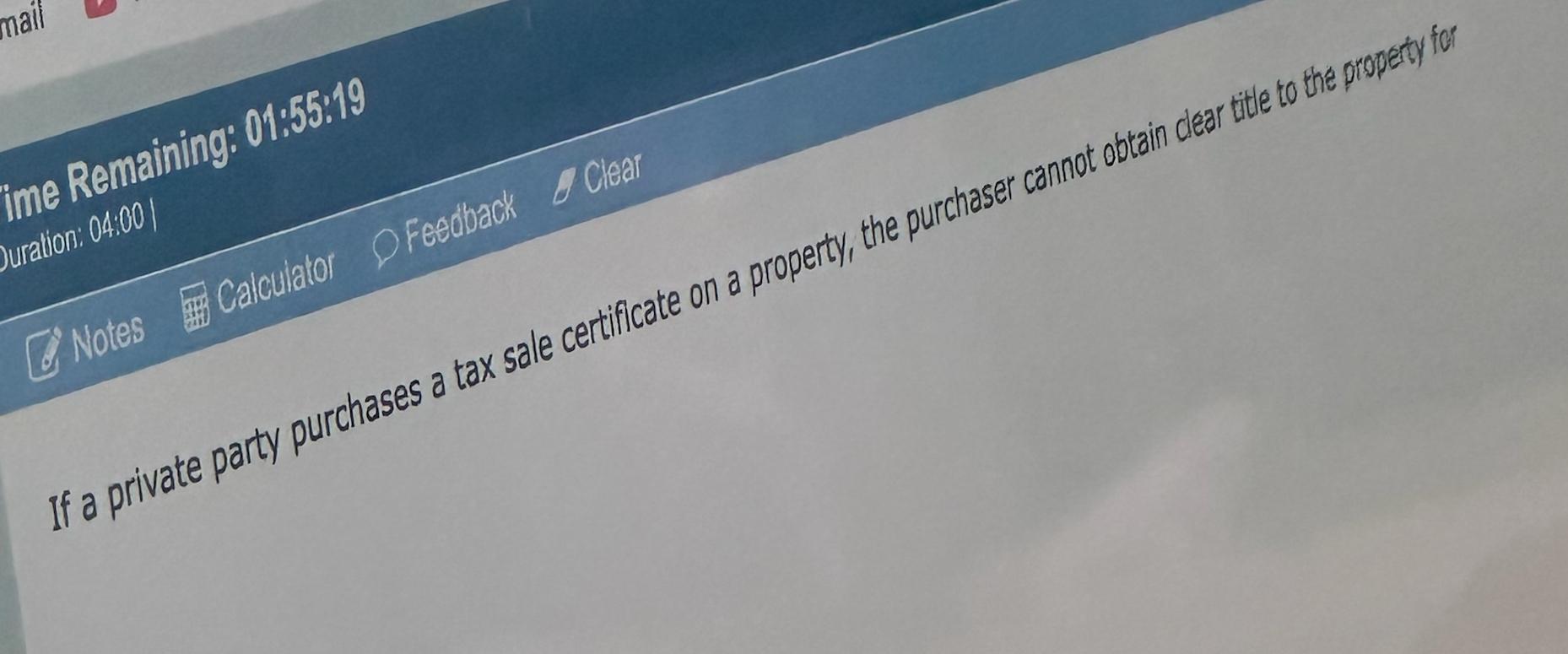 Solved If a private party purchases a tax sale certificate | Chegg.com